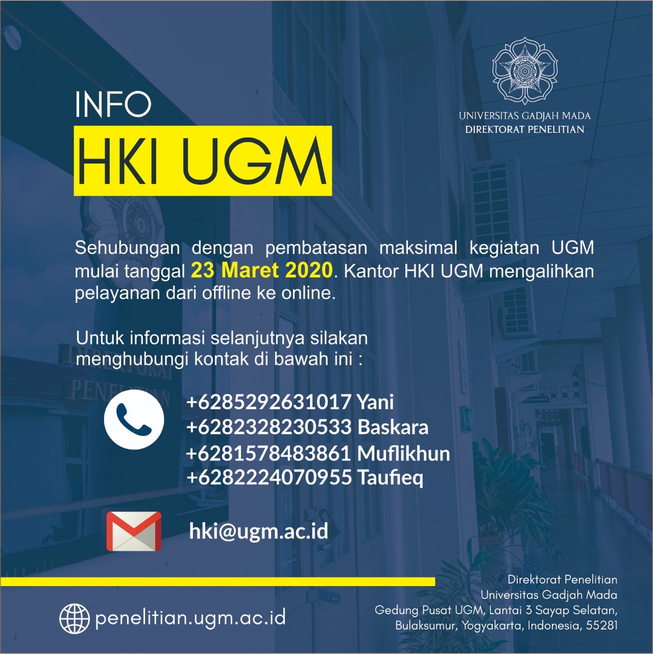 Info HKI UGM – Direktorat Penelitian